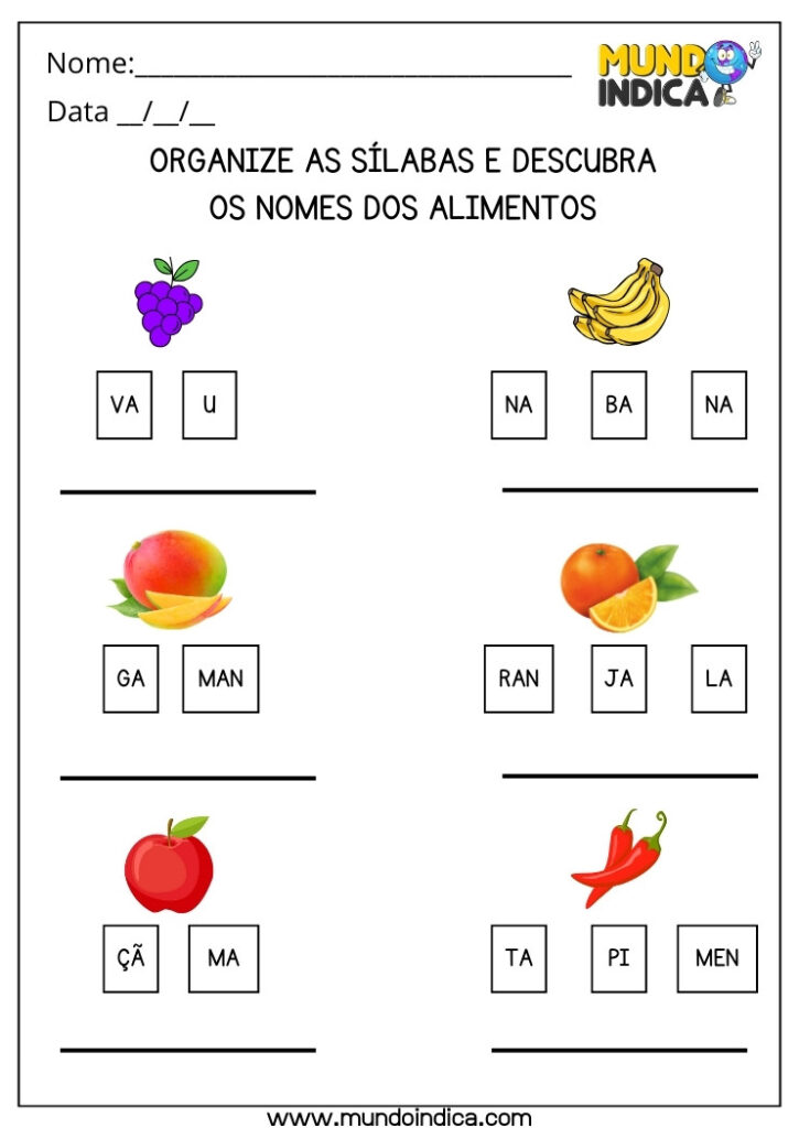 25 Atividades de Alimentação Saudável para Imprimir