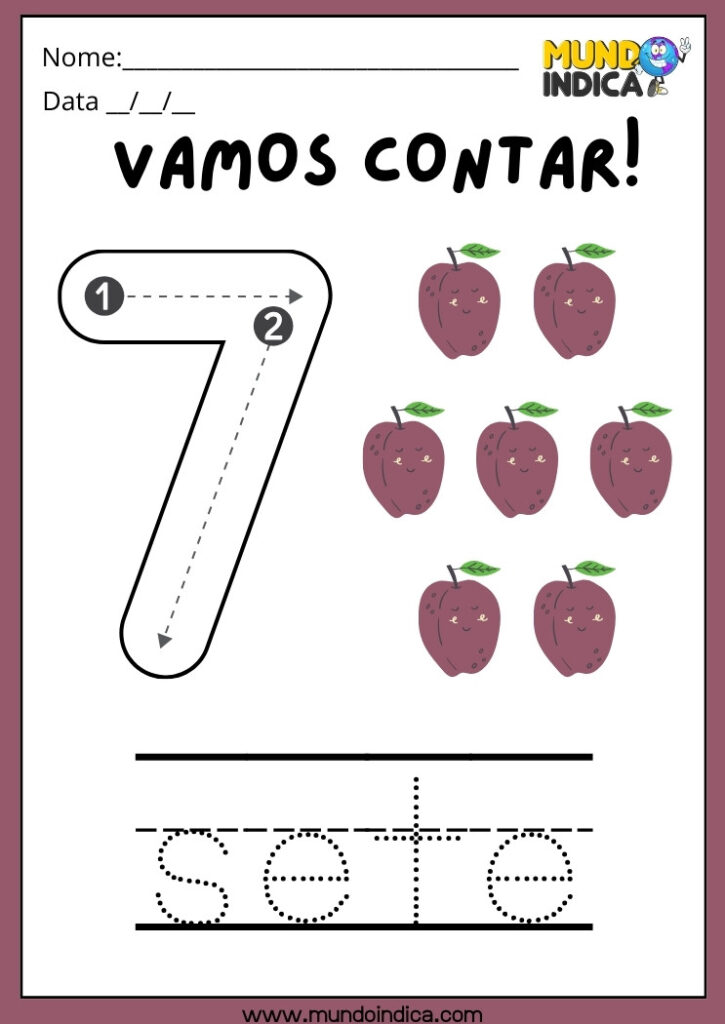 10 Atividades com o Número 7 Prontas para Imprimir