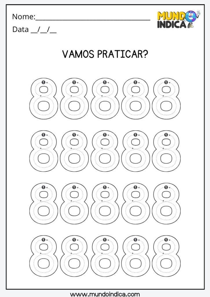 10 Atividades com o Número 8 Prontas para Imprimir