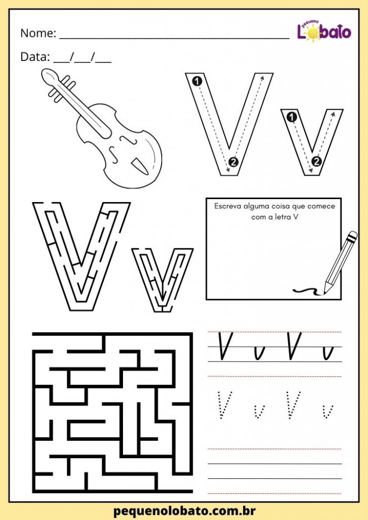 Atividades com a Letra V Maiúsculo prontas para Imprimir