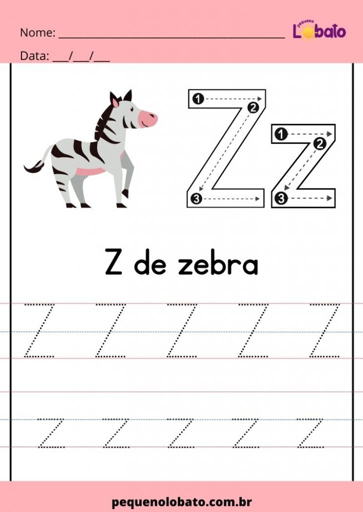 Atividades com a Letra Z Maiúsculo Prontas para Imprimir