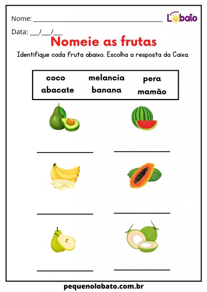 14 Atividades com Frutas na Educação Infantil para Imprimir