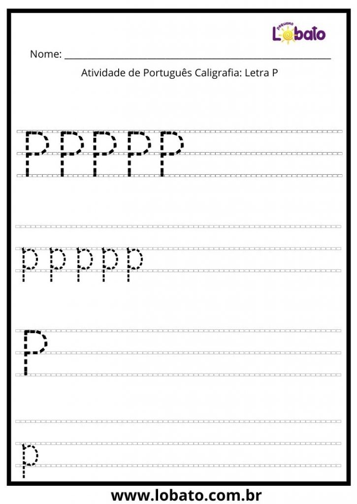 Atividades com a Letra P de forma Maiúscula e Minúscula