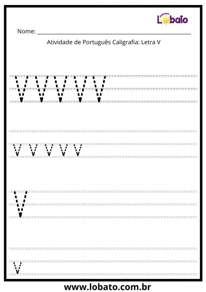 Atividades com a Letra V de forma Maiúscula e Minúscula