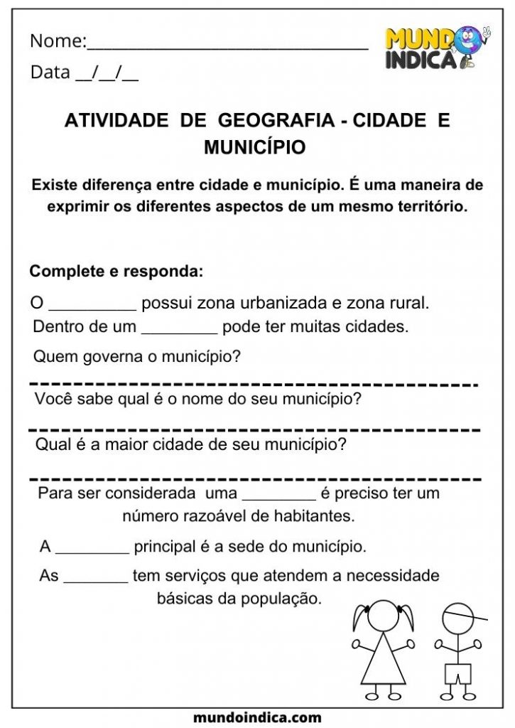 20 Atividades de Geografia
