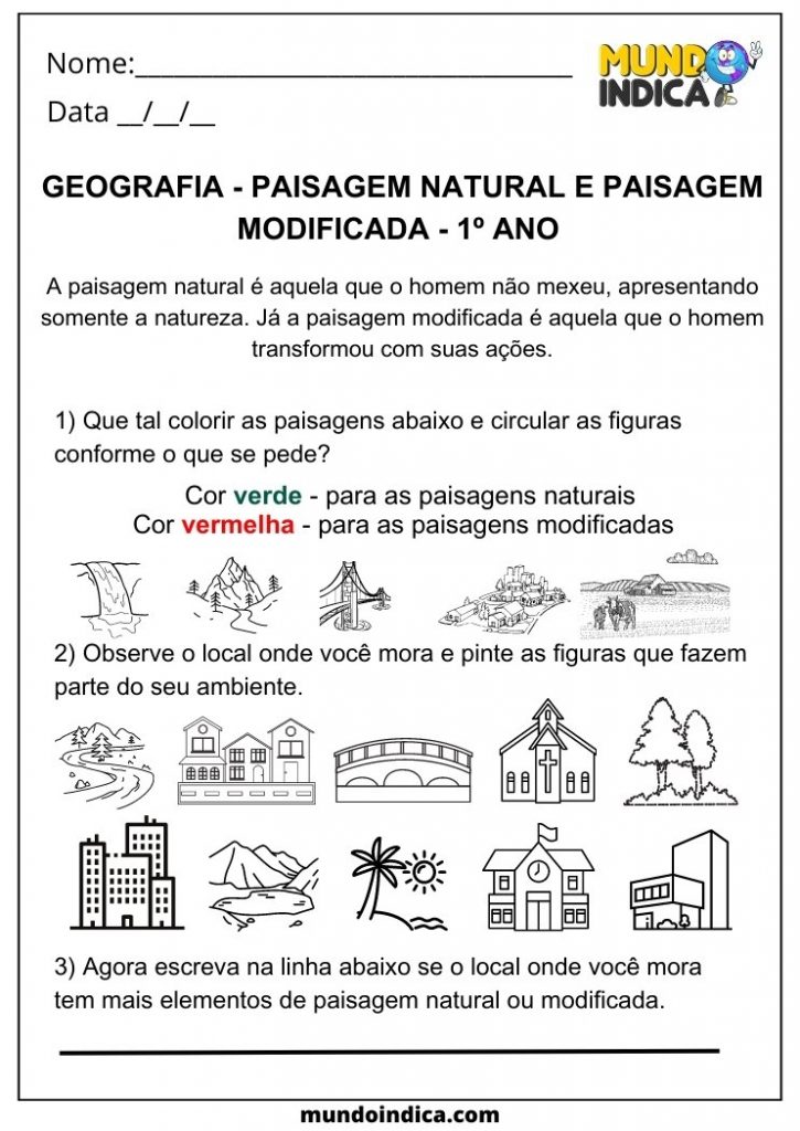 20 Atividades de Geografia para 1 ano Ensino Fundamental