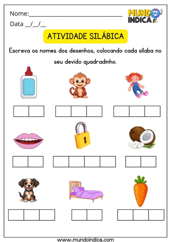 15 Atividades com Sílabas para Alunos com Autismo para Imprimir