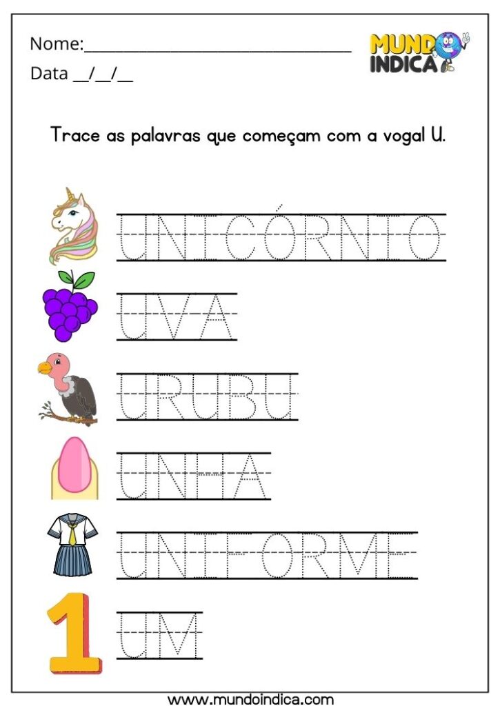 15 Atividades Vogal U para Imprimir