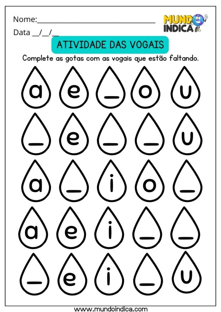 15 Atividades das Vogais para Imprimir