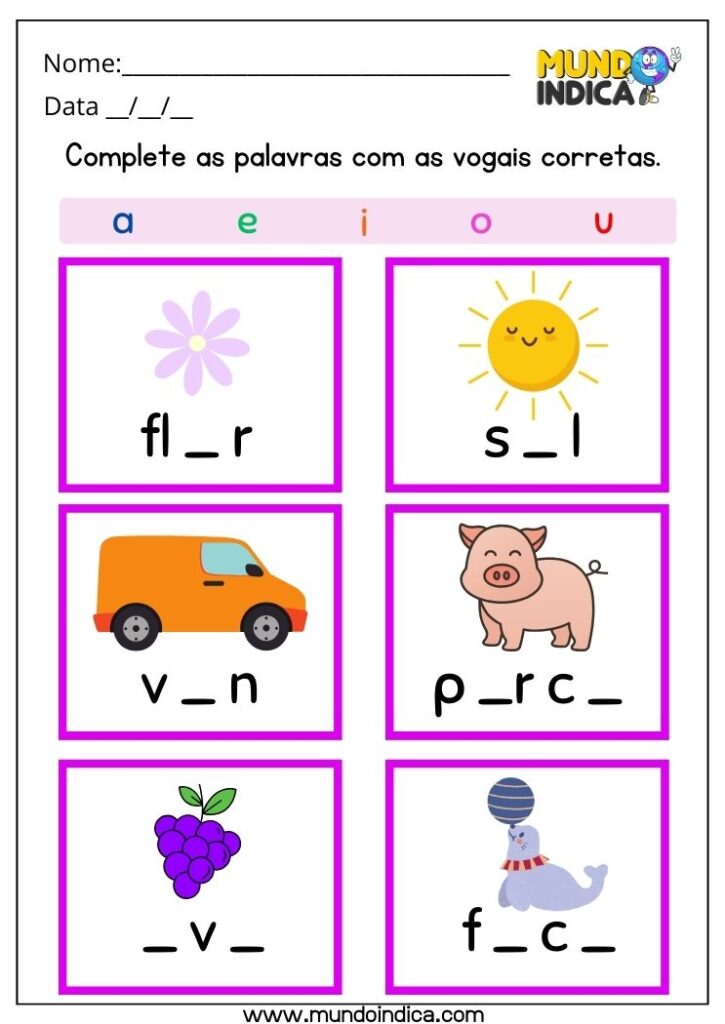 15 Atividades das Vogais para Imprimir