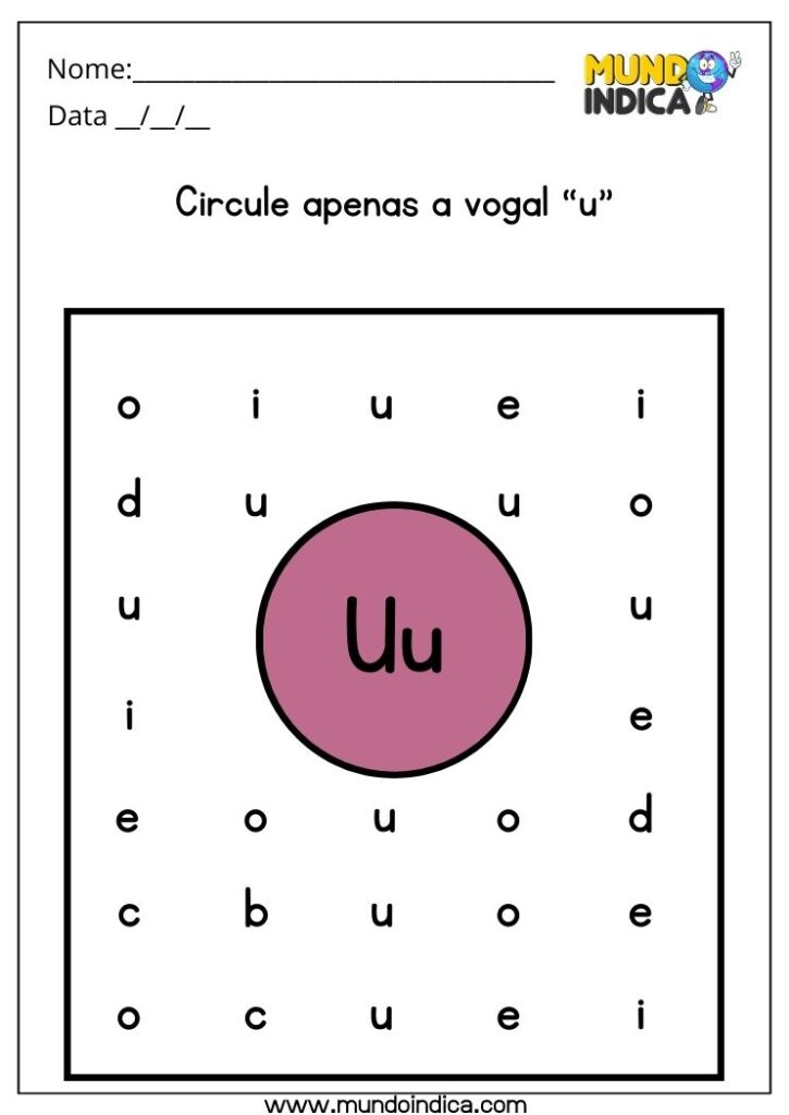 15 Atividades Vogal U para Imprimir