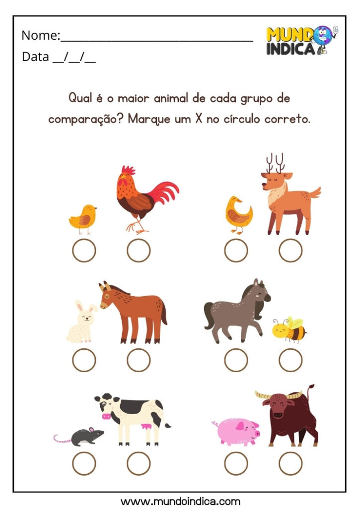 15 Atividades de Maior e Menor para Autismo para Imprimir