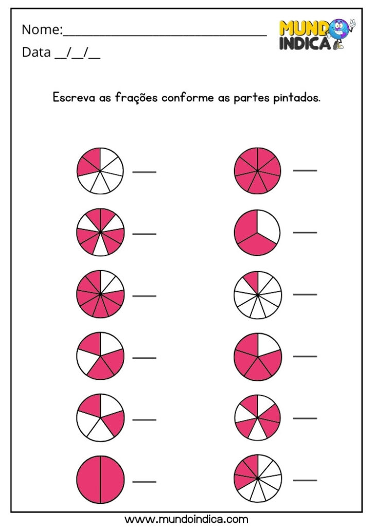 15 Atividades com Frações para Imprimir