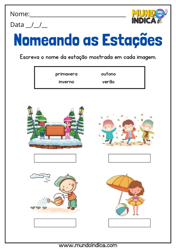 15 Atividades sobre Estações do Ano para Imprimir