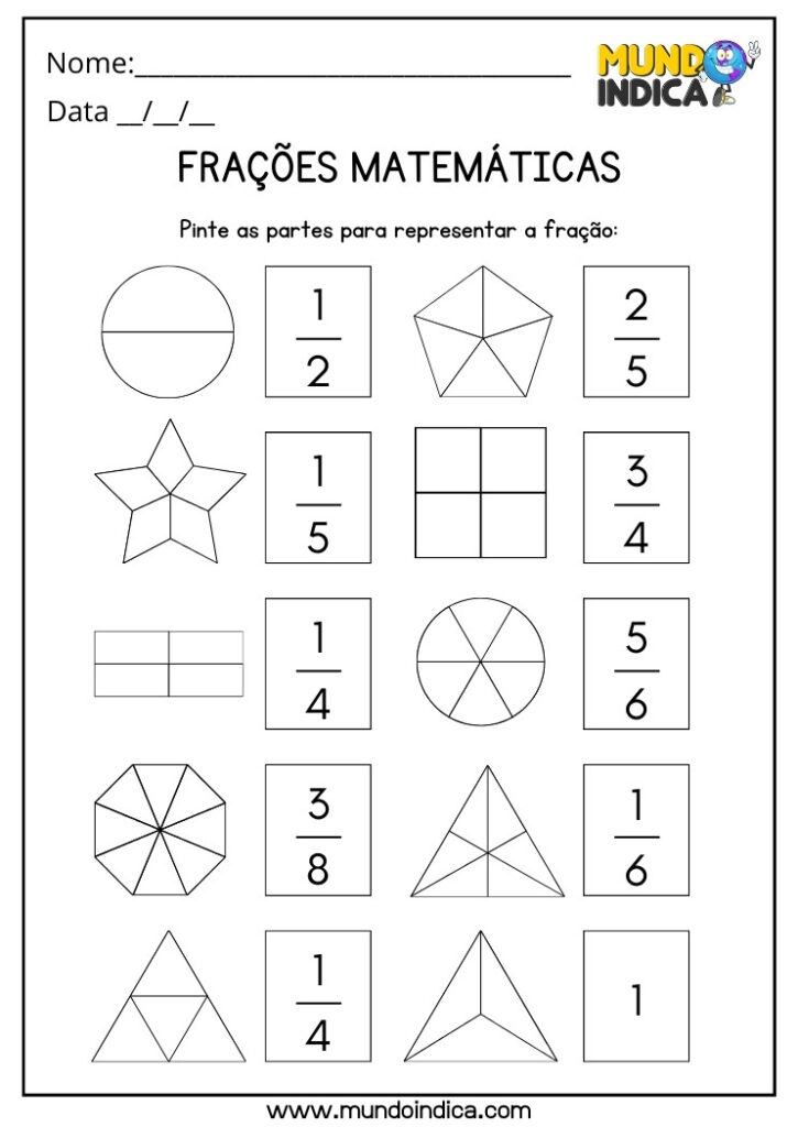 15 Atividades com Frações para Imprimir