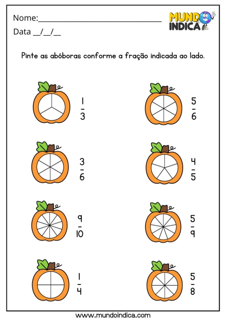 15 Atividades com Frações para Imprimir