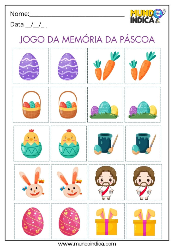 15 Atividades com Jogo da Memória para Autismo para Imprimir
