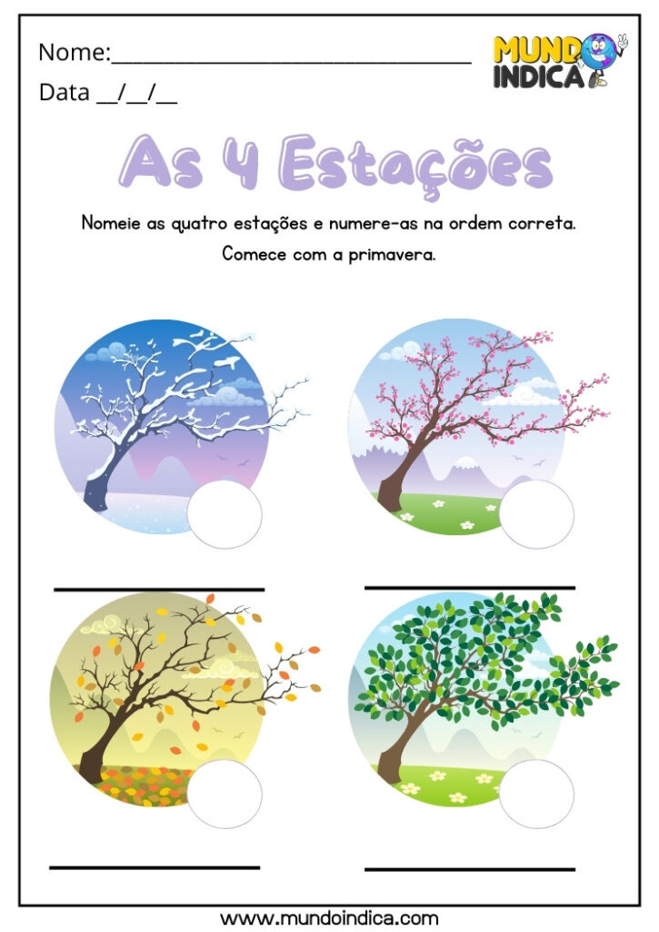 15 Atividades sobre Estações do Ano para Imprimir
