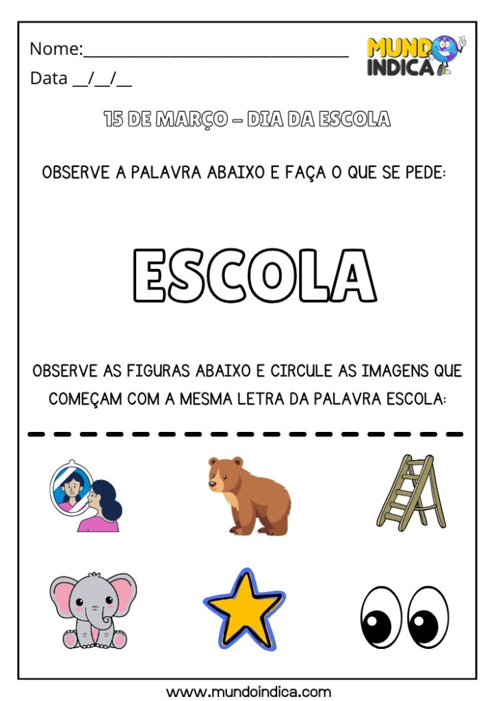 15 Atividades sobre o Dia da Escola para Imprimir