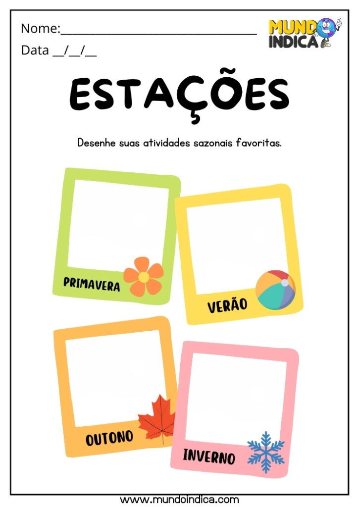 15 Atividades sobre Estações do Ano para Imprimir