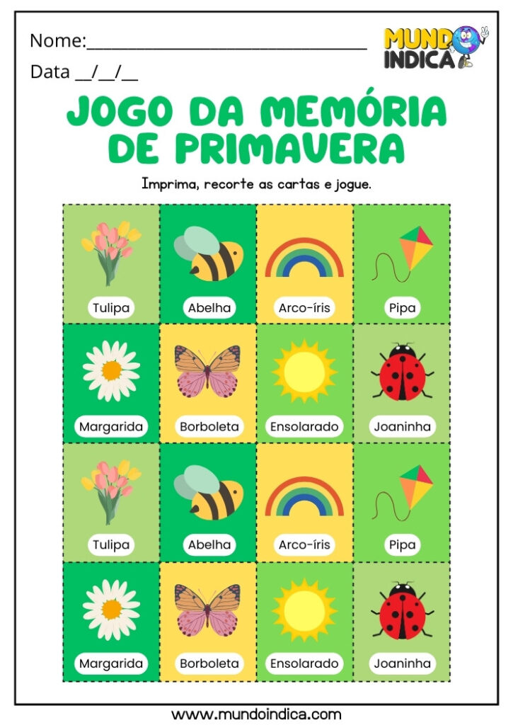 15 Atividades de Primavera para Educação Infantil para Imprimir