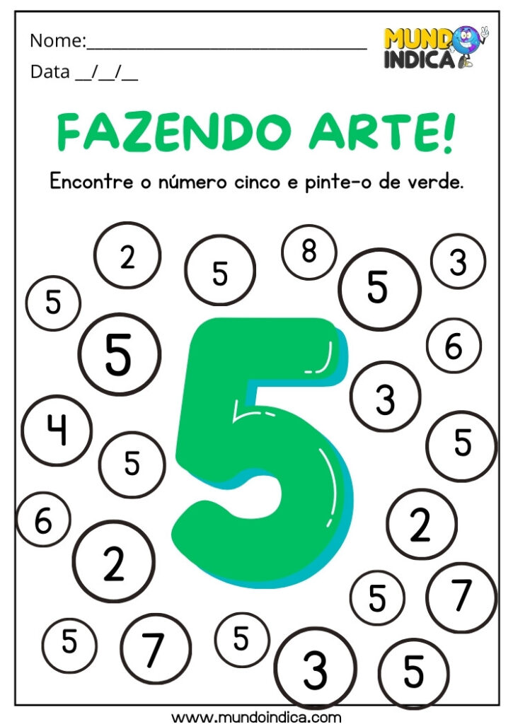10 Atividades com o Número 5 Prontas para Imprimir