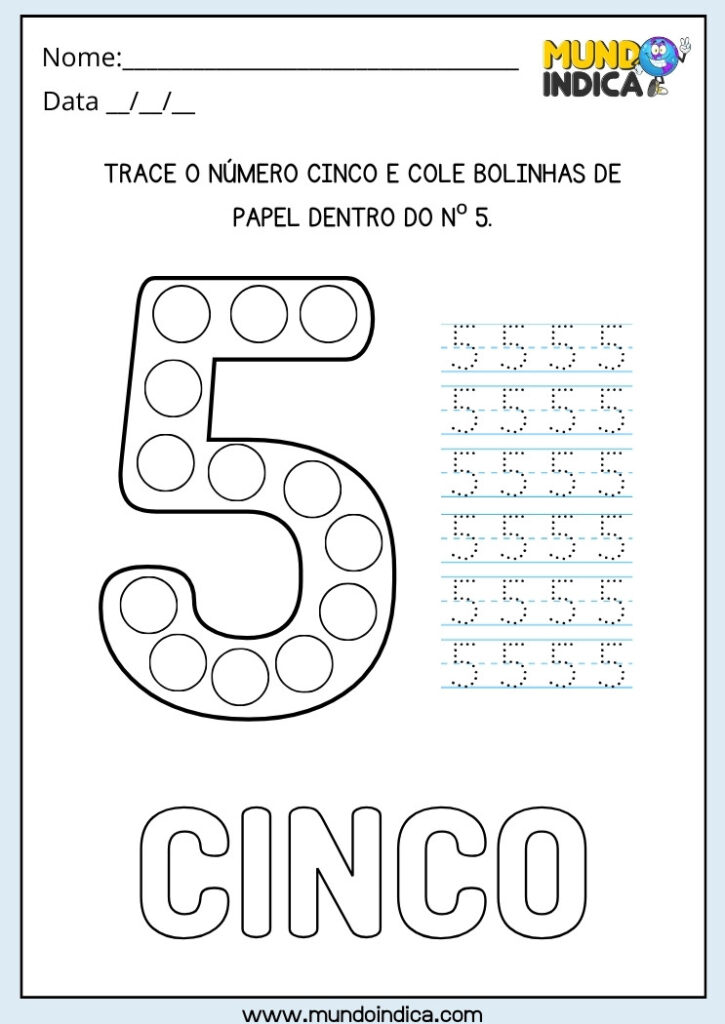 10 Atividades com o Número 5 Prontas para Imprimir