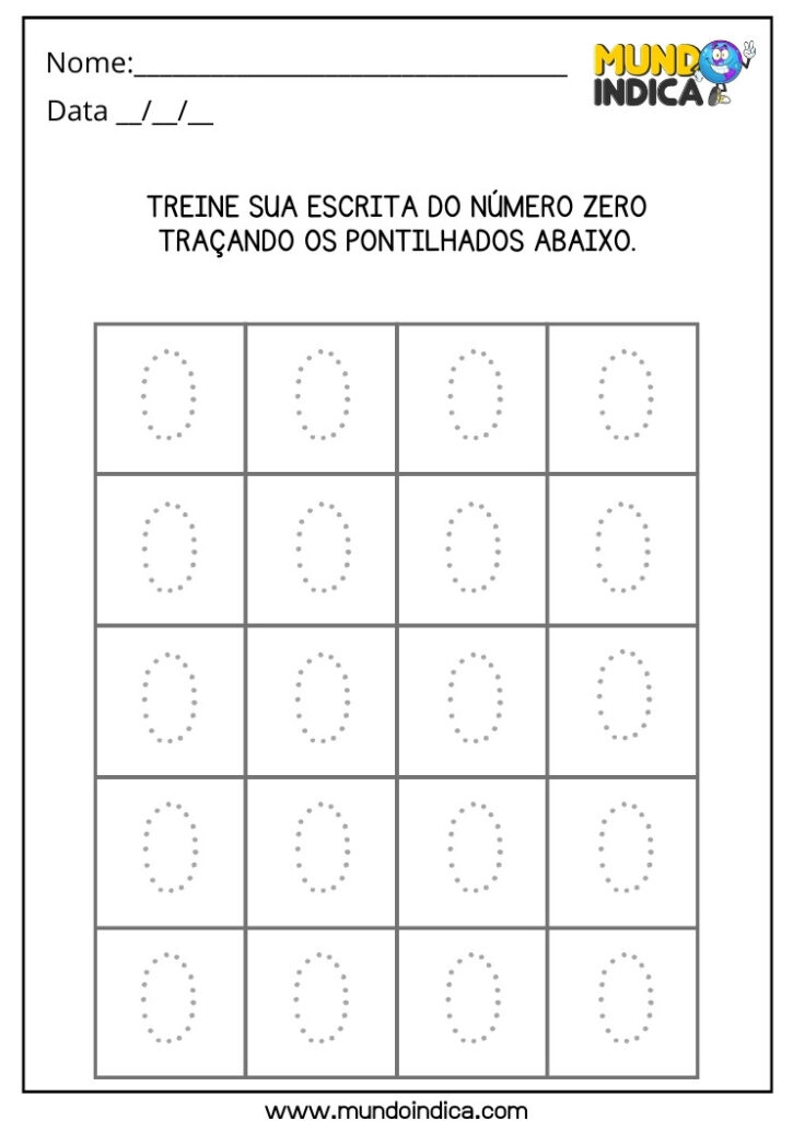 10 Atividades com o Número 0 Prontas para Imprimir