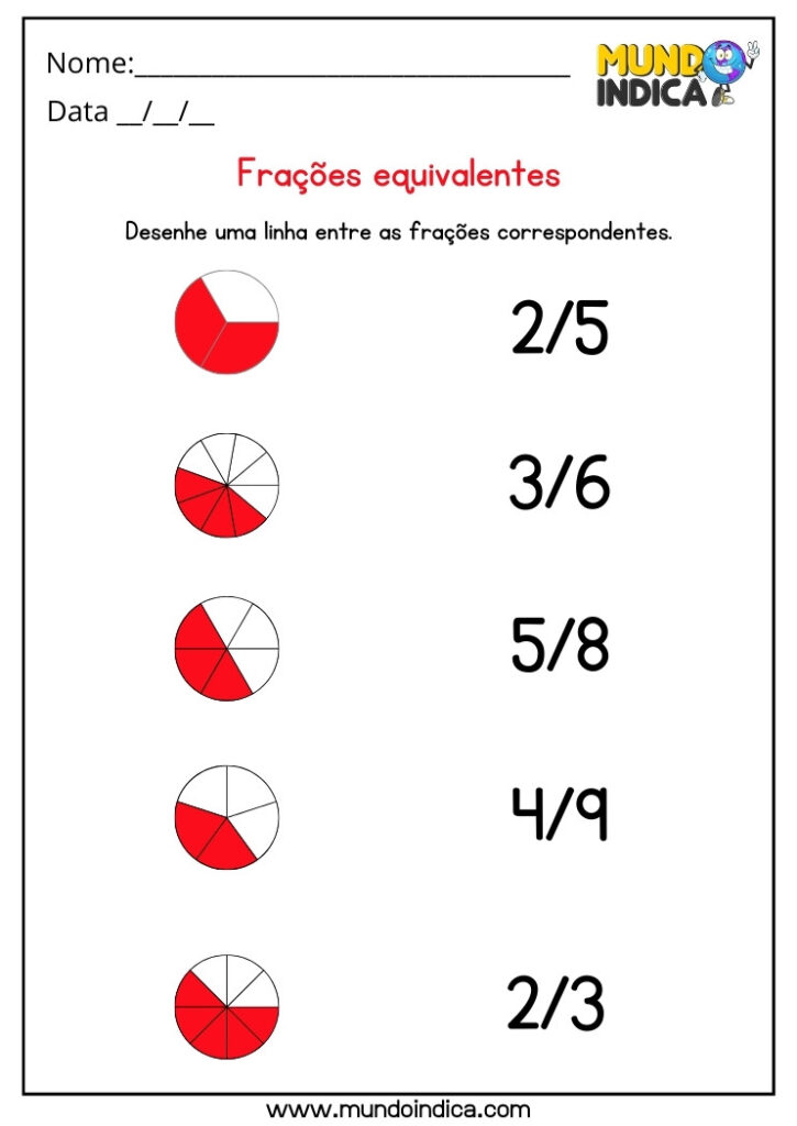 10 Atividades de Fração para Autista para Imprimir