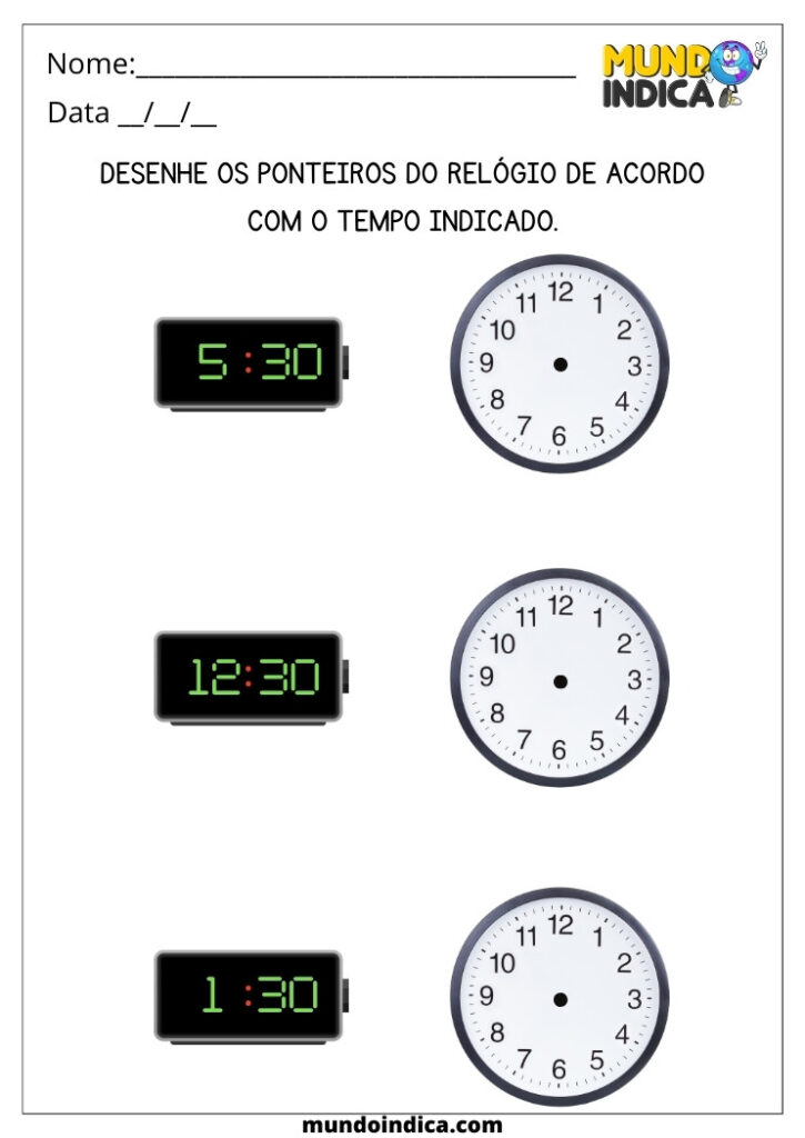 10 Atividades sobre Horas e Minutos para Educação Infantil