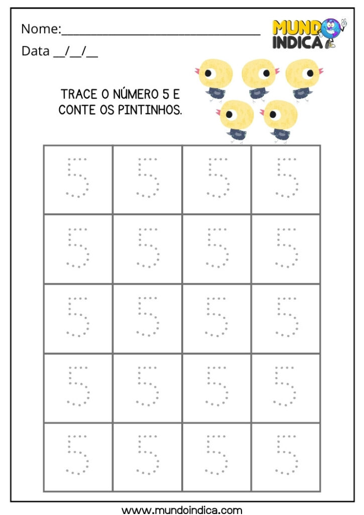 10 Atividades com o Número 5 Prontas para Imprimir