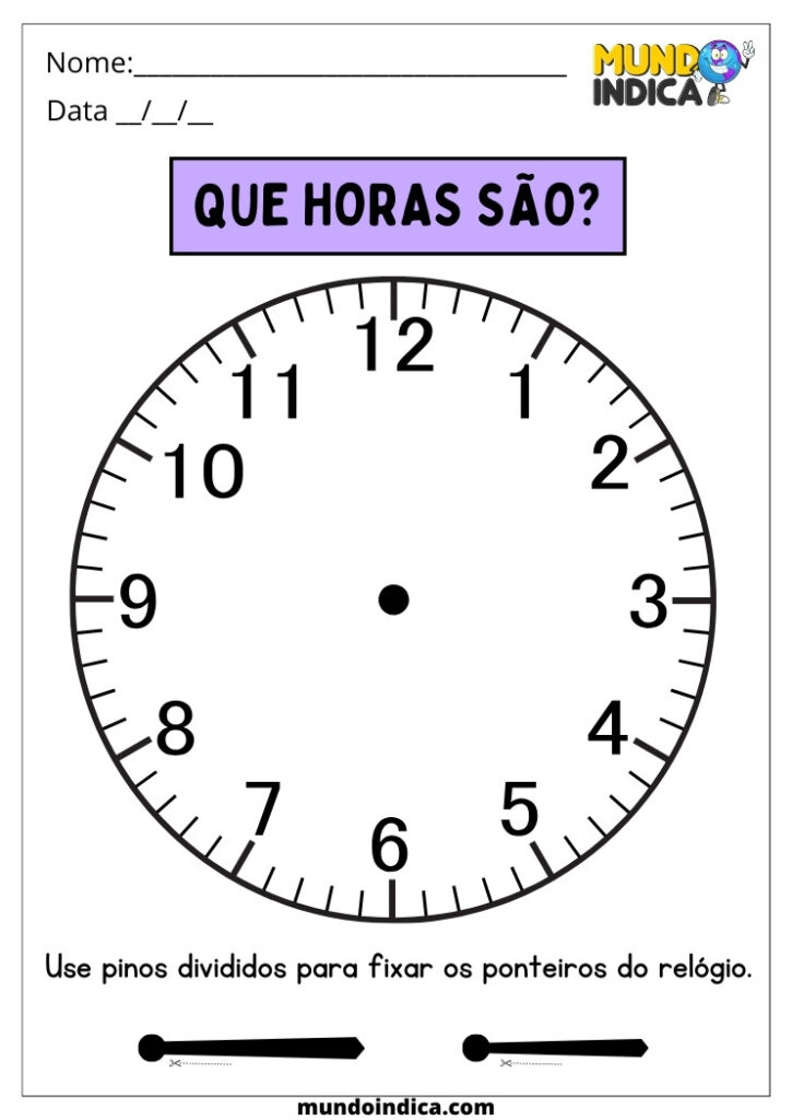 10 Atividades sobre Horas e Minutos para Educação Infantil