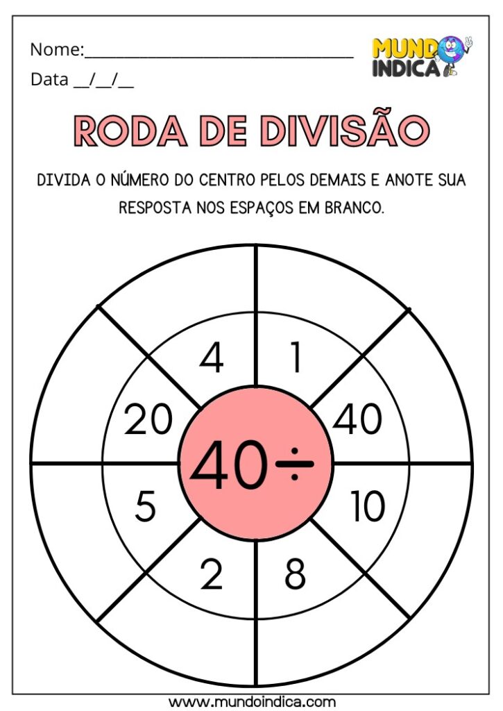10 Atividades de Divisão para Alunos com Autismo para Imprimir