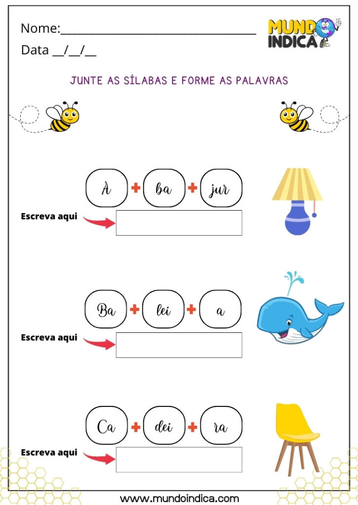 10 Atividades com Sílabas para Educação Especial para Imprimir