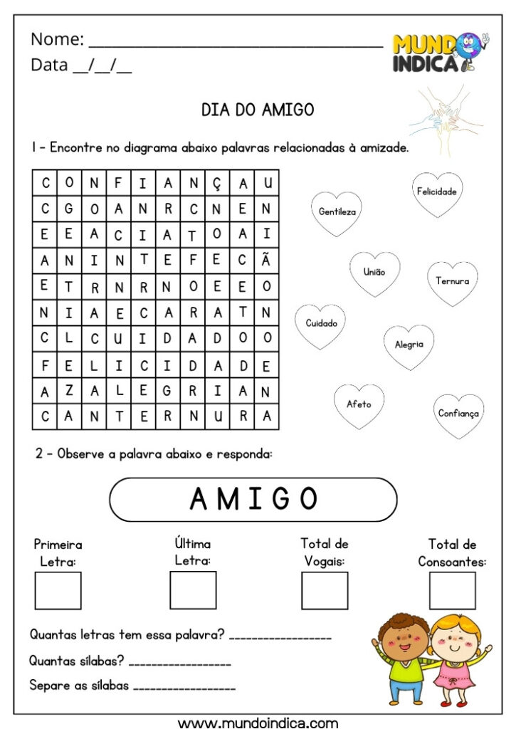 5 Atividades para o Dia do Amigo para Imprimir