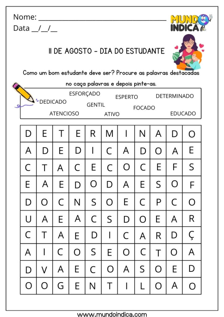 5 Atividades para o Dia do Estudante para Imprimir