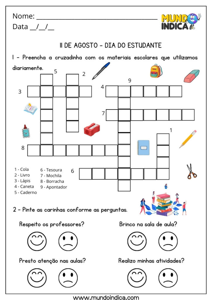 5 Atividades para o Dia do Estudante para Imprimir