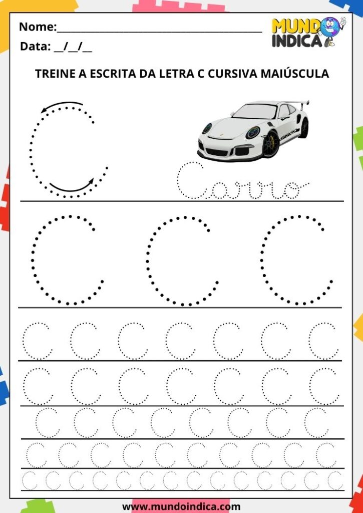 Atividades com a Letra C Cursiva para Imprimir