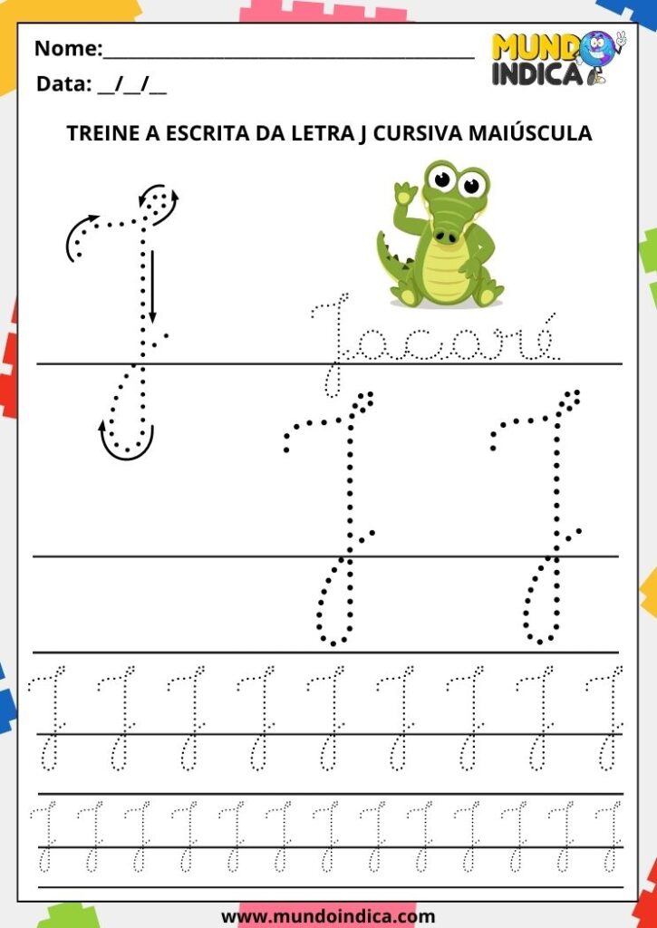 Atividades com a Letra J Cursiva para Imprimir