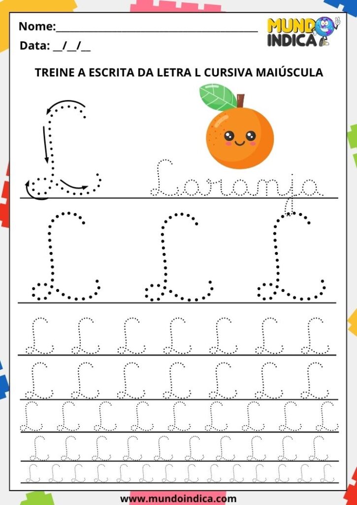 Atividades com a Letra L Cursiva para Imprimir