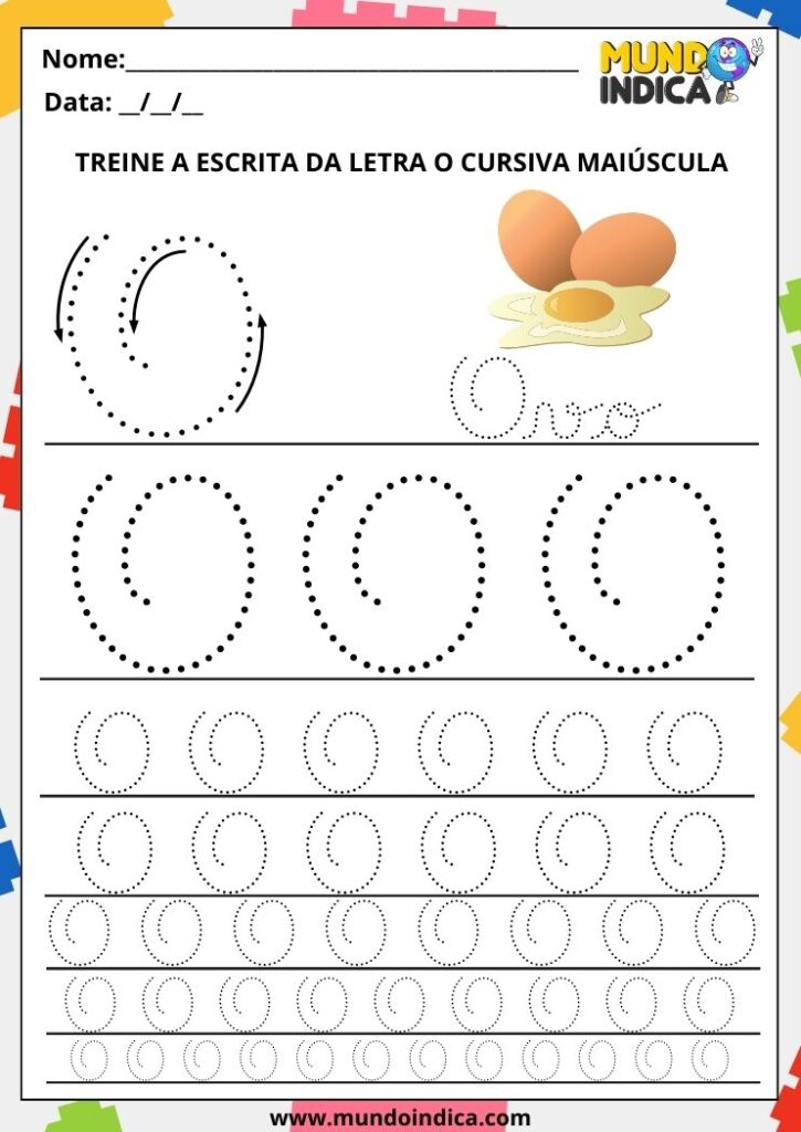 Atividades com a Letra O Cursiva para Imprimir
