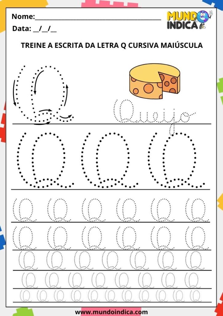 Atividades com a Letra Q Cursiva para Imprimir