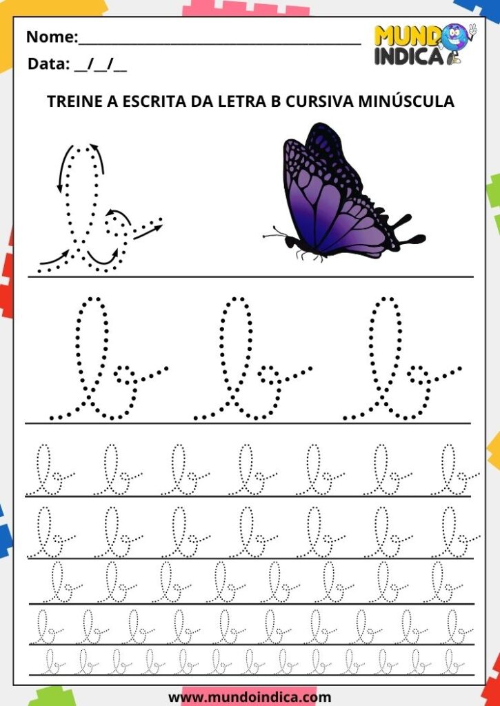 Atividades com a Letra B Cursiva para Imprimir