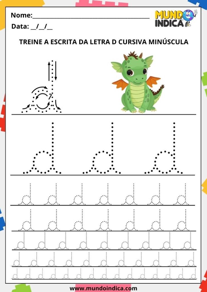 Atividades com a Letra D Cursiva para Imprimir