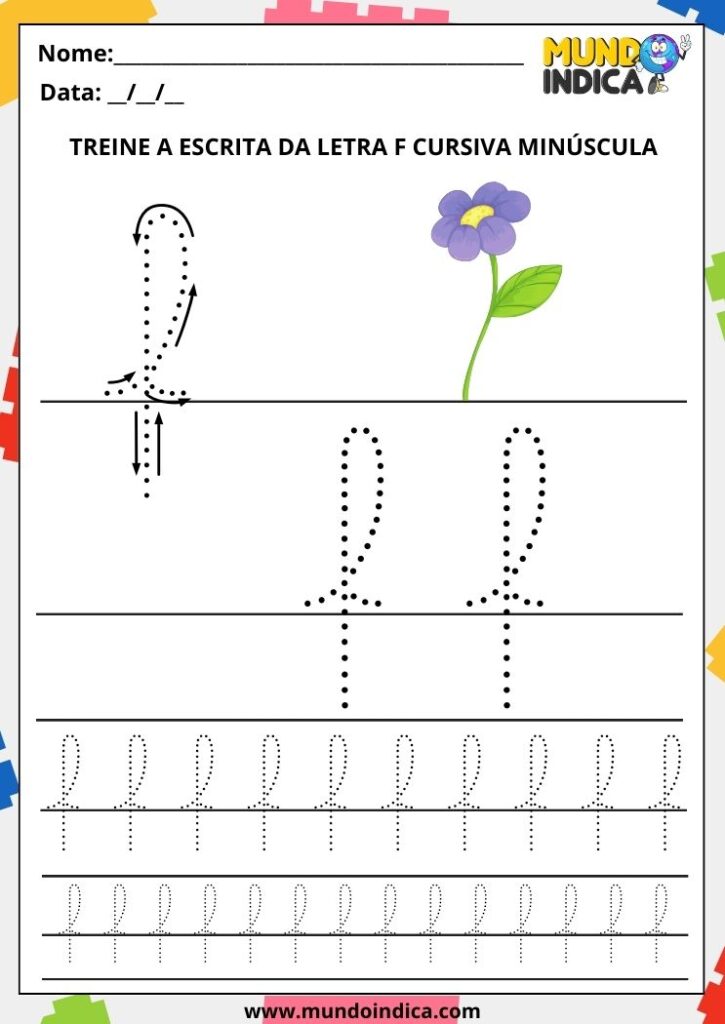Atividades com a Letra F Cursiva para Imprimir