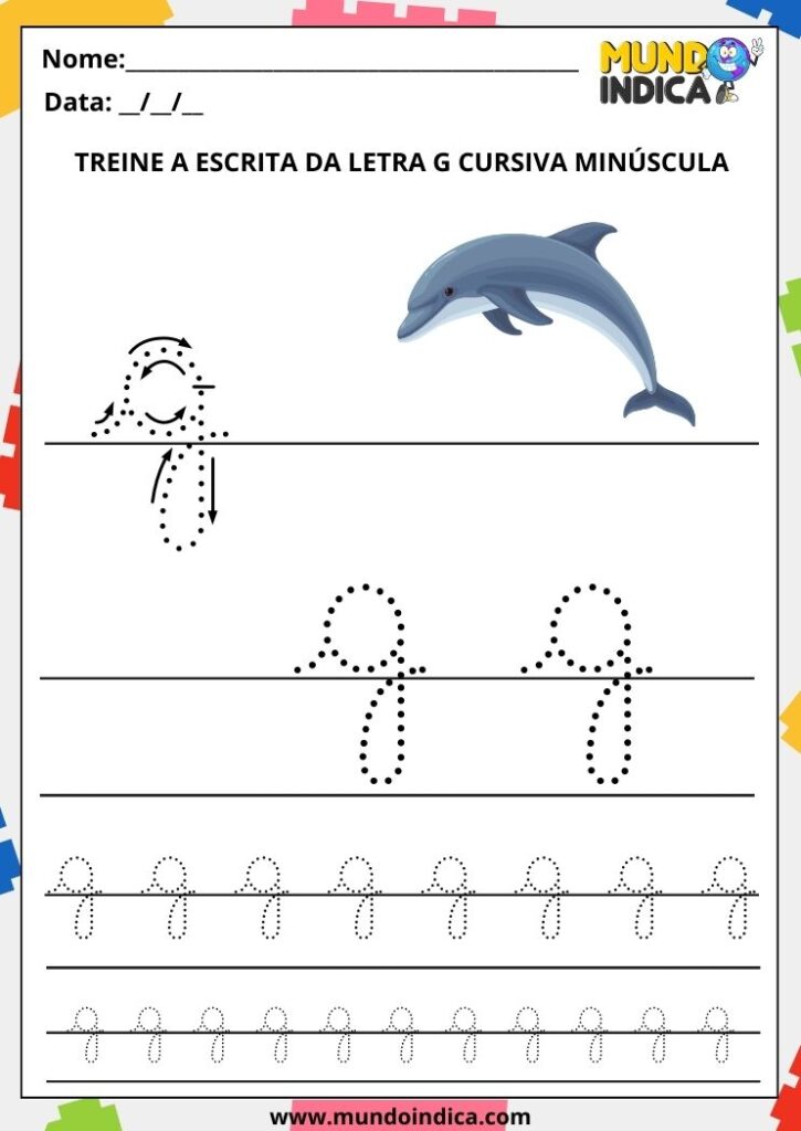 Atividades com a Letra G Cursiva para Imprimir