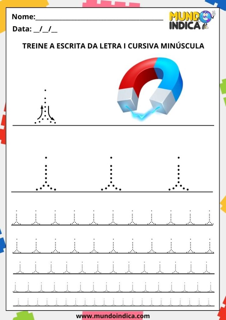 Atividades com a Letra I Cursiva para Imprimir