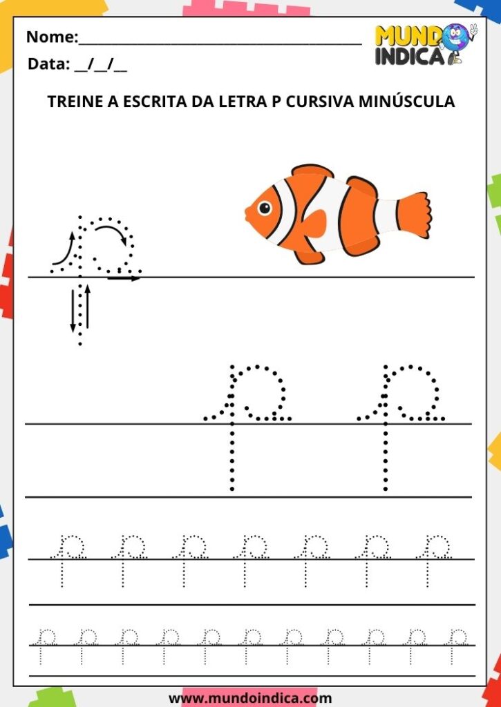 Atividades com a Letra P Cursiva para Imprimir