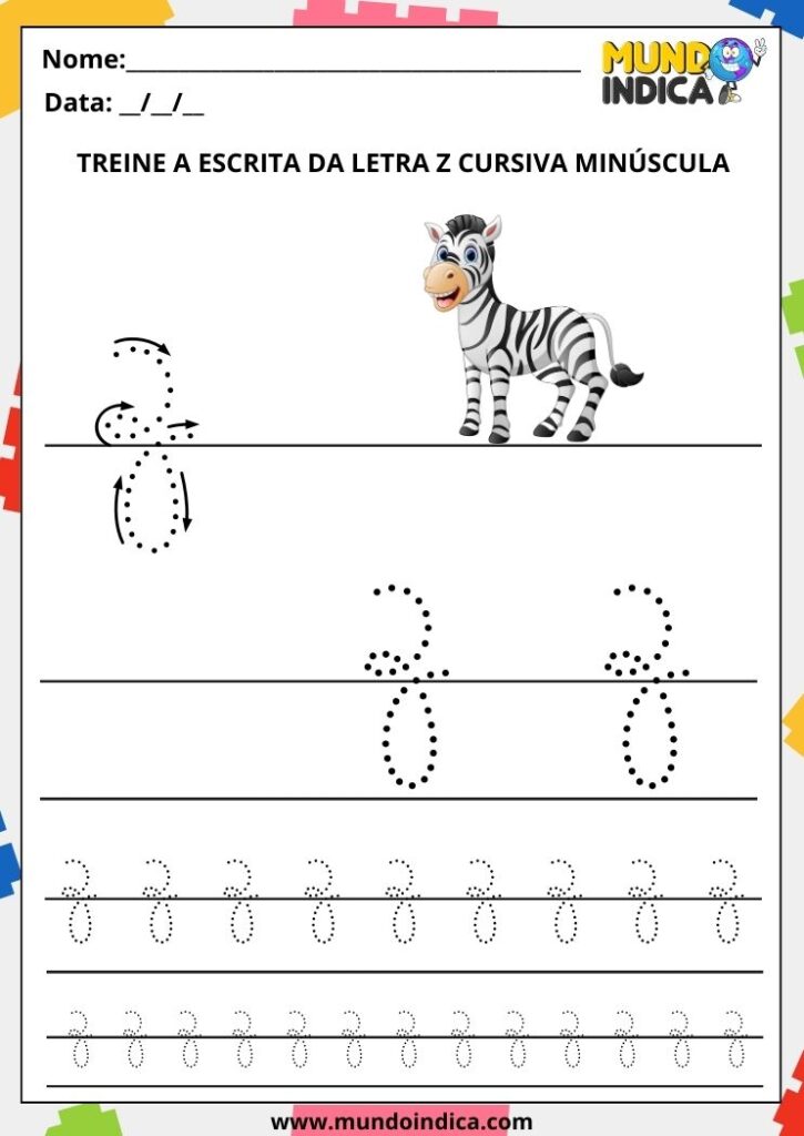 Atividades com a Letra Z Cursiva para Imprimir