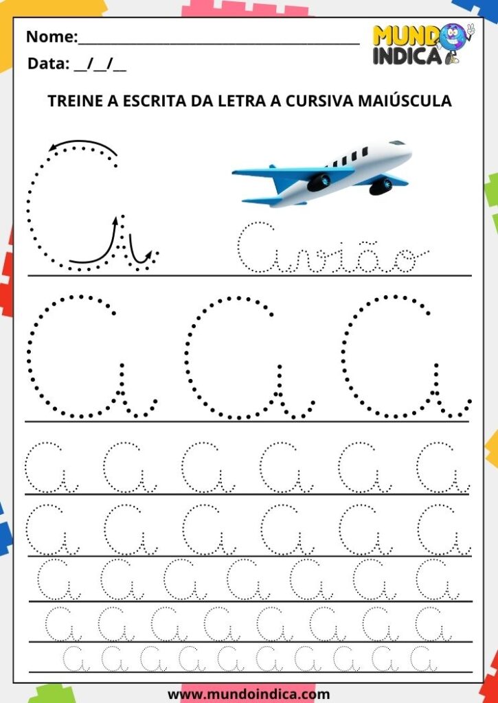 Atividades com a Letra A Cursiva para Imprimir